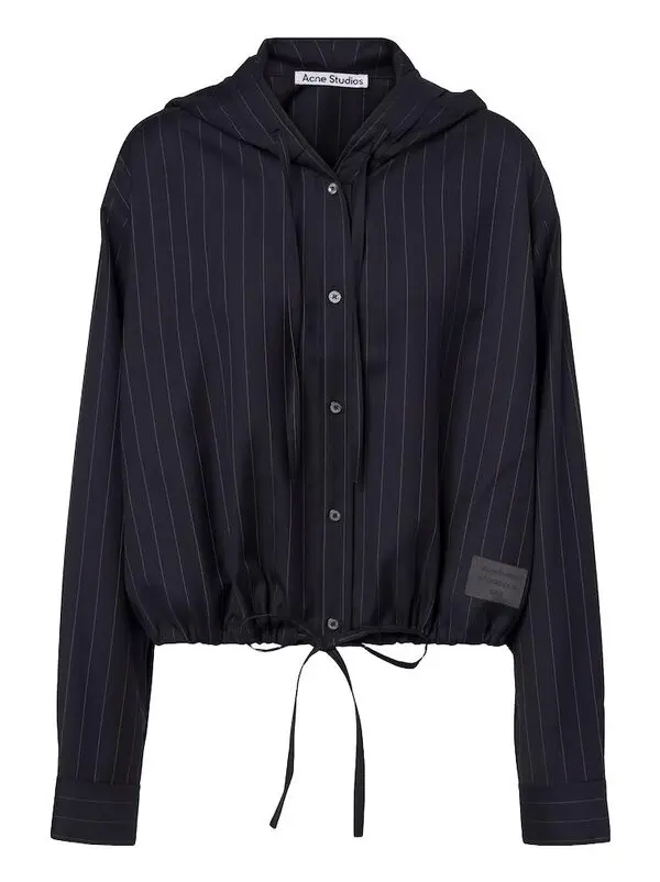 Acne Studios Pinstripe Hooded Wool Jacket - Blue