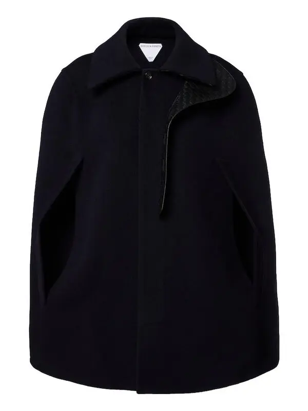 Bottega Veneta Intrecciato Wool And Cashmere Cape - Blue