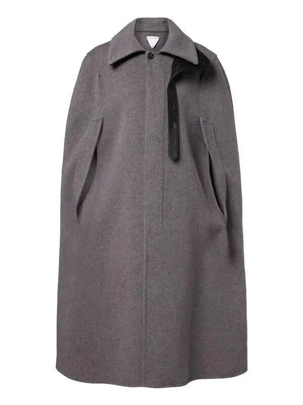 Bottega Veneta Intrecciato Wool And Cashmere Cape - Grey