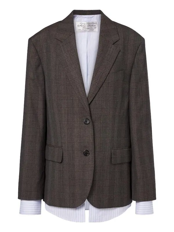 Acne Studios Checked Wool-blend Blazer - Brown