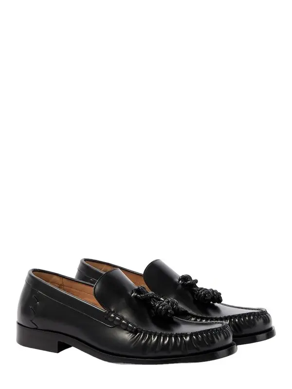 Bottega Veneta Leather Knot Loafers - Black