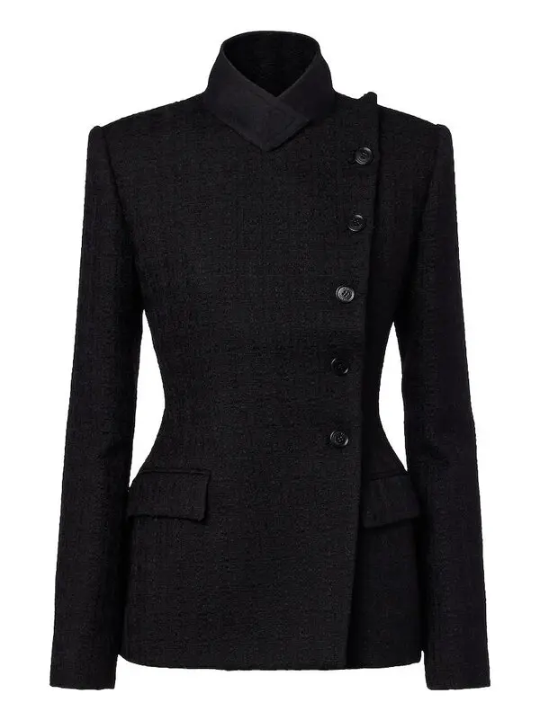 Alexander McQueen Wool And Mohair Tweed Jacket - Black