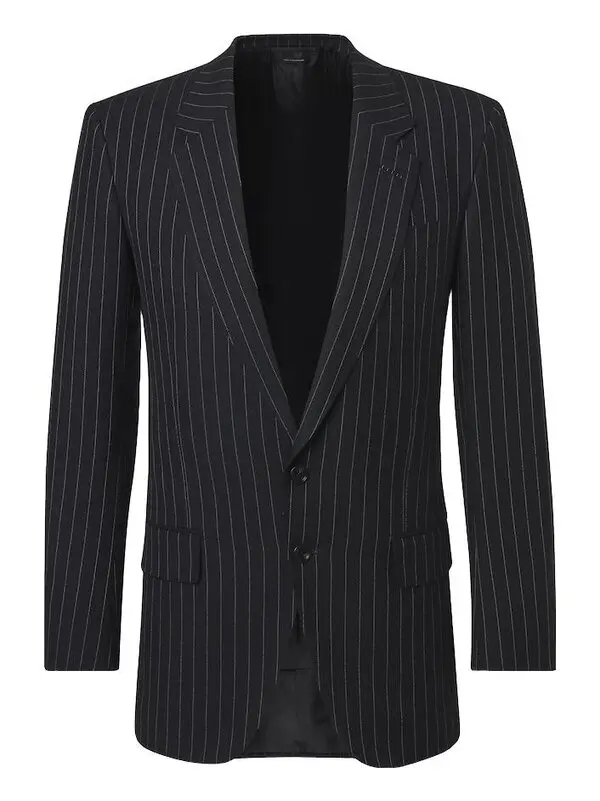 TOM FORD Striped Wool Twill Blazer - Black