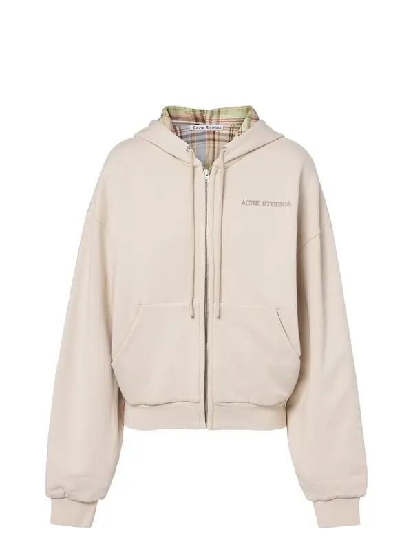 Acne Studios Cotton Jersey Zip-up Hoodie - Beige