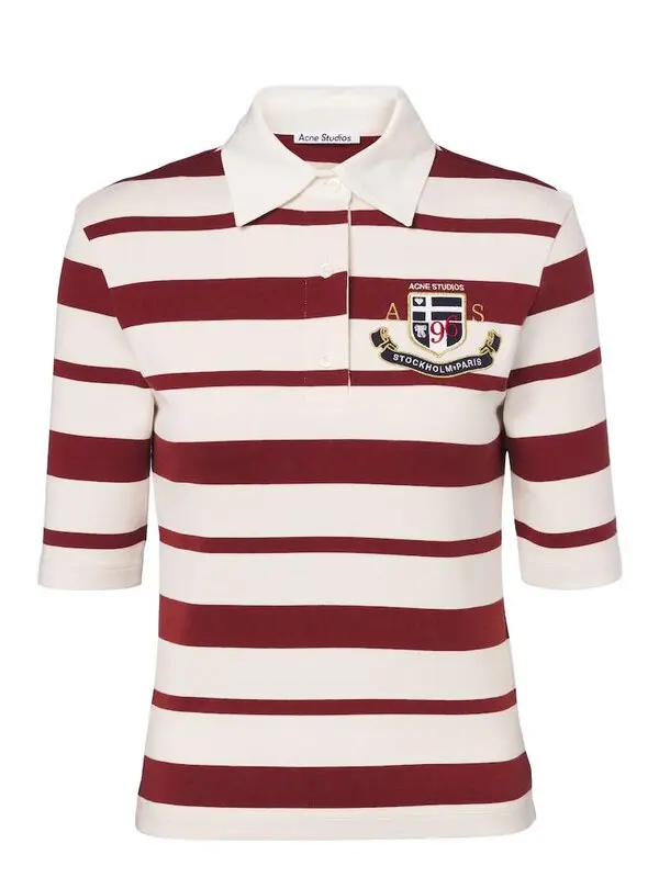 Acne Studios Striped Cotton-blend Jersey Polo Shirt - Red