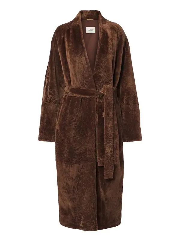 ARMA Dilan Shearling Wrap Coat - Brown