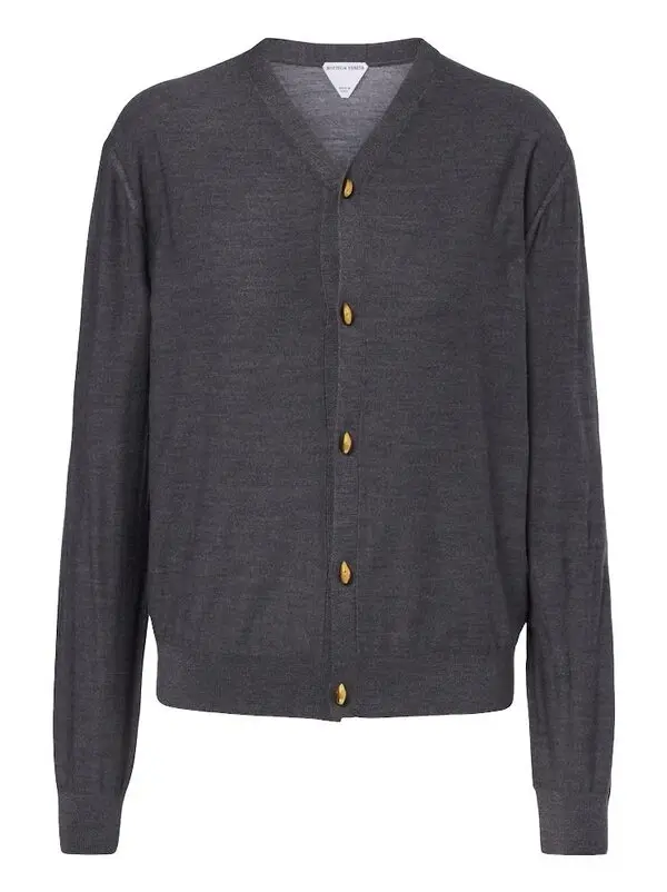 Bottega Veneta Medium Melange Wool Cardigan - Grey