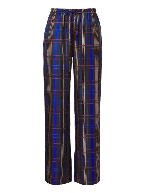 Asceno Aurelia Plaid Silk Twill Wide-leg Pants - Multicoloured