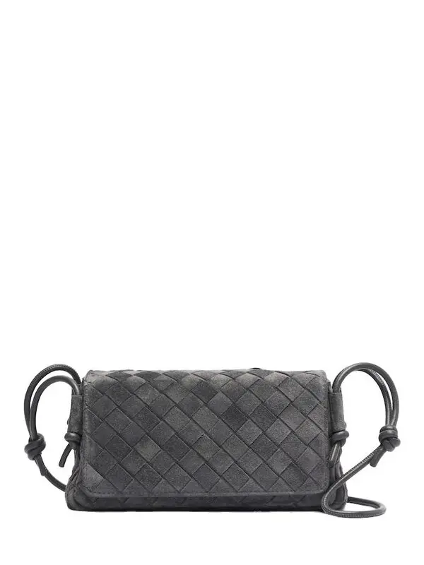 Bottega Veneta Notturno Mini Suede Crossbody Bag - Grey
