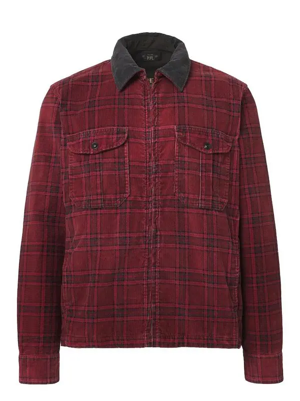 Ralph Lauren Plaid Cotton Corduroy Overshirt - Red