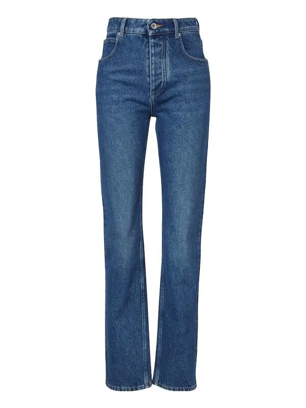 Bottega Veneta Intrecciato Leather-trimmed Slim Jeans - Blue