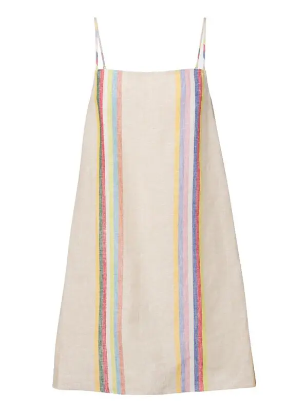 Staud Laura Striped Linen Minidress - Multicoloured