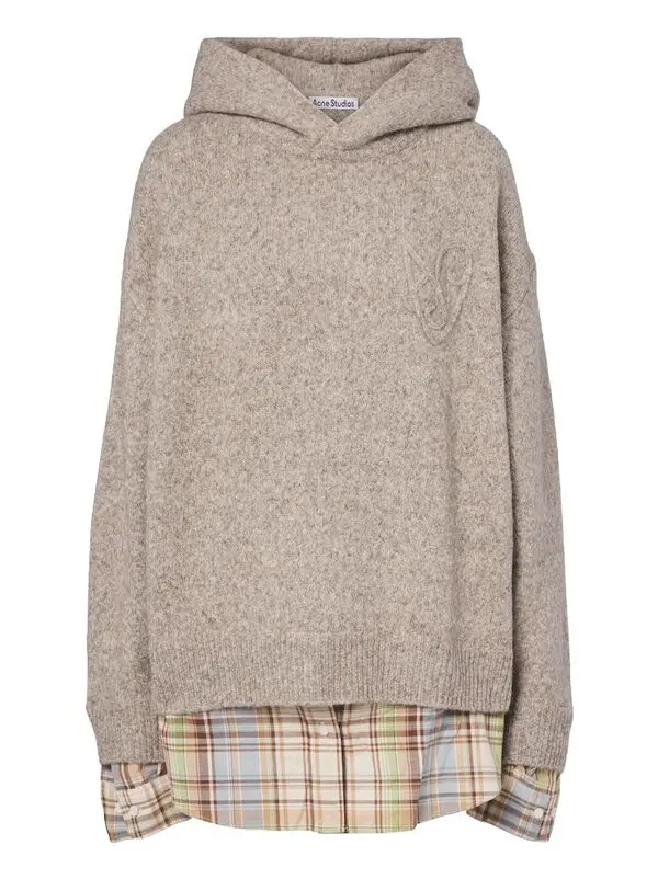 Acne Studios Layered Alpaca, Yak And Wool-blend Hoodie - Beige