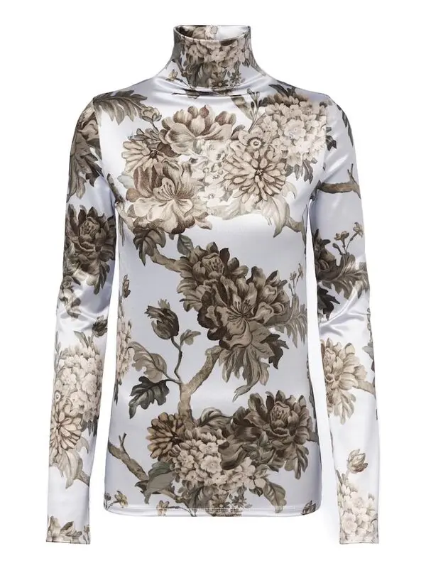 Acne Studios Floral Print Turtleneck Top - Blue