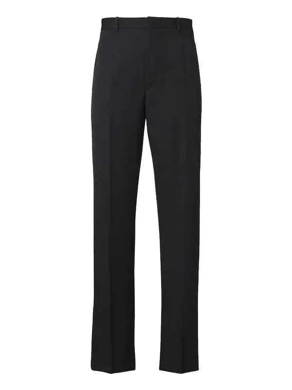 Bottega Veneta Wool Grain De Poudre Straight Leg Trousers - Black
