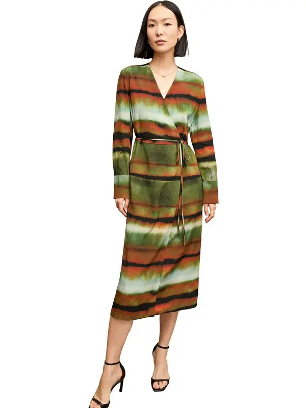 M.M.LAFLEUR Deana Printed Washable Silk Wrap Dress - One-color