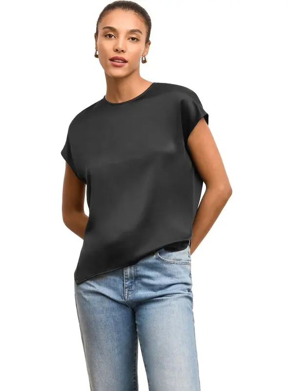 M.M.LAFLEUR Didion Drape Top In Washable Silk Charmeuse - One-color