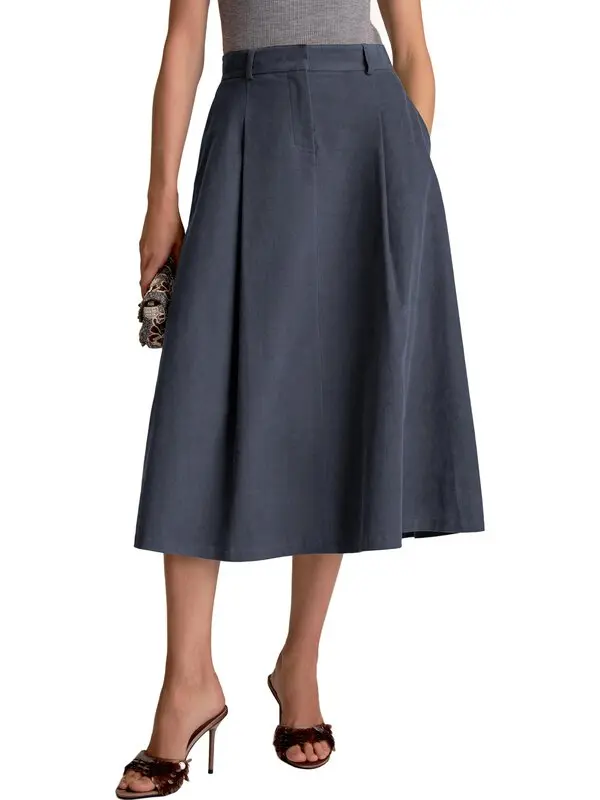 M.M.LAFLEUR Olia Pleated Skirt In Velveteen - One-color