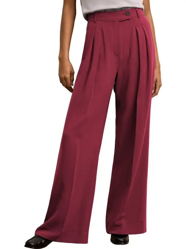 M.M.LAFLEUR Bia Pleated Wide-leg Trousers In Everyday Crepe - One-color