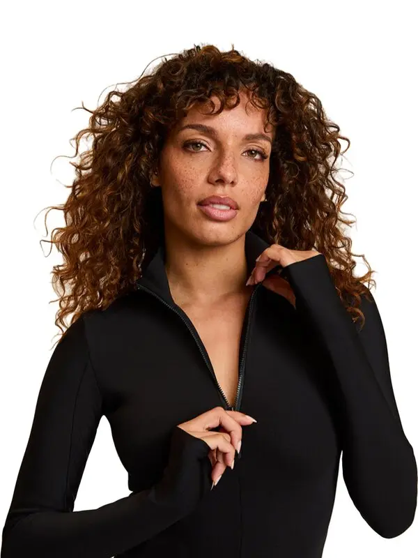 COMMANDO® Neoprene Zip Long Sleeve Bodysuit - Black