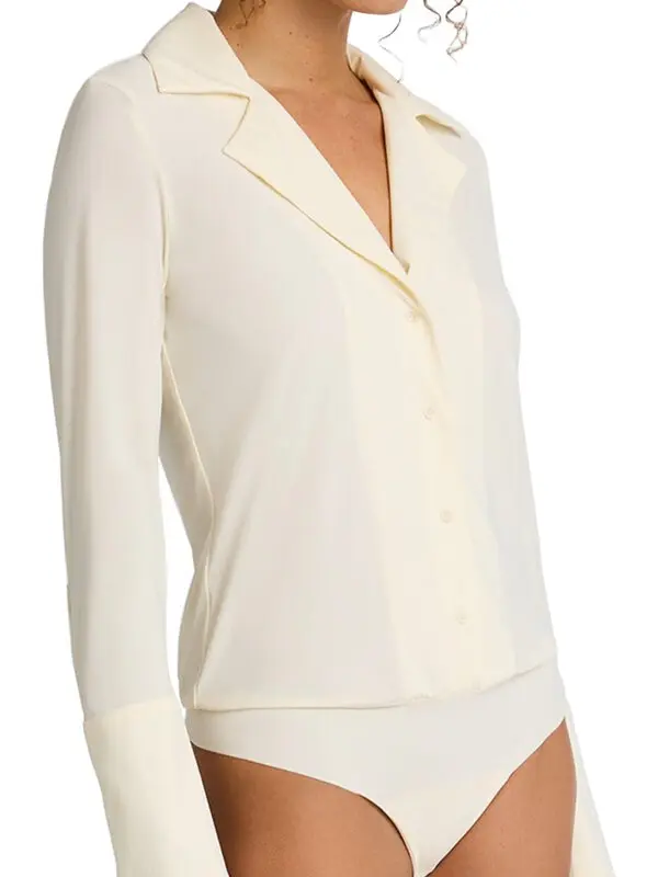 COMMANDO® Classic Blousey Button Down Bodysuit - Ivory