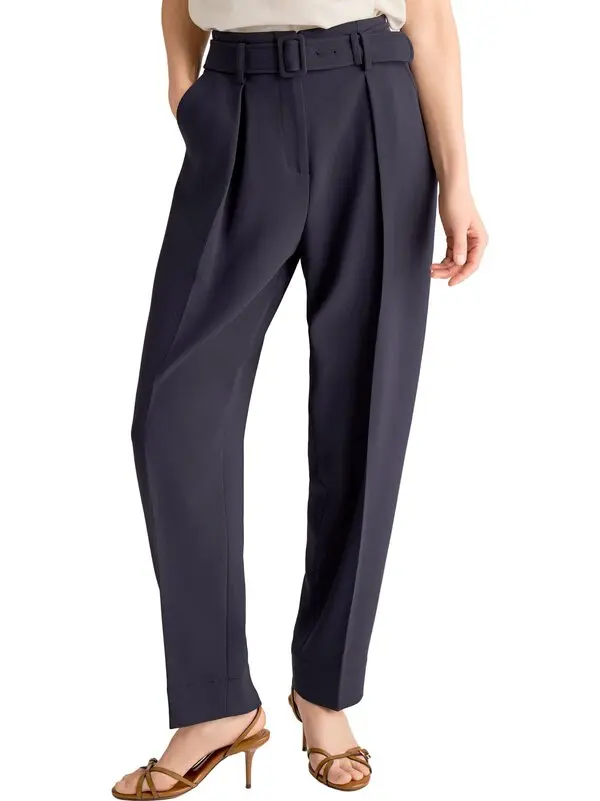 M.M.LAFLEUR Belted Tapered Trousers In Everyday Crepe - One-color