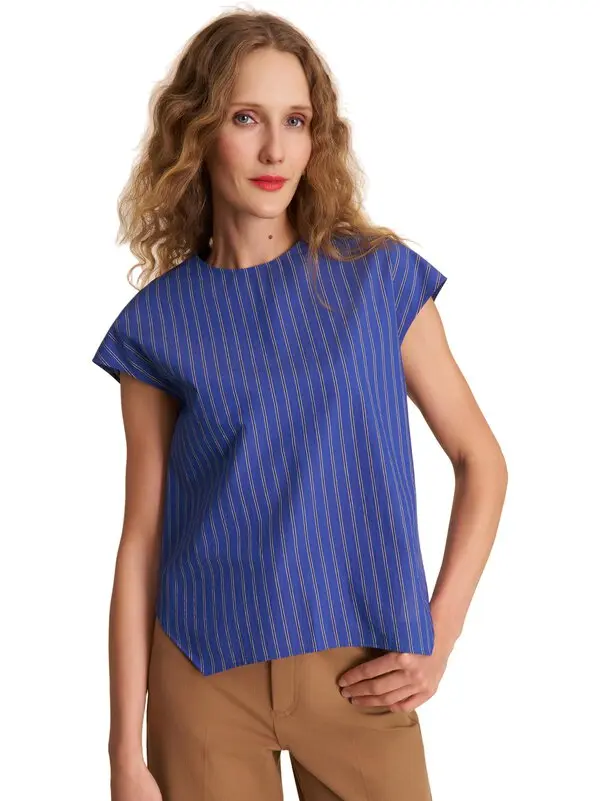 M.M.LAFLEUR Didion Drape Top Double Stripe Poplin - One-color