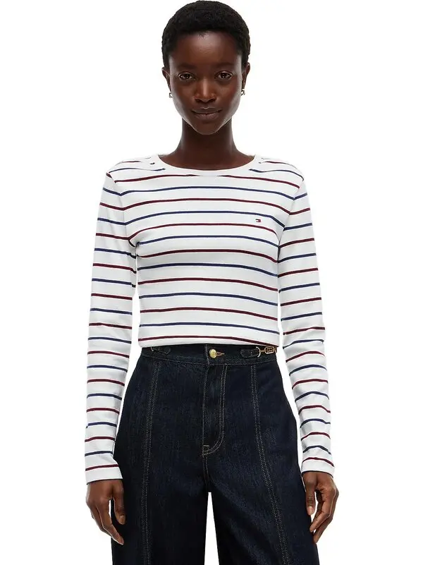 Tommy Hilfiger Long Sleeve Striped T-shirt - Ecru Multi
