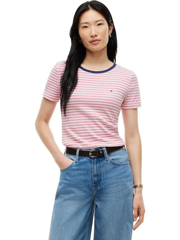 Tommy Hilfiger Slim Fit Striped T-shirt - Ecru