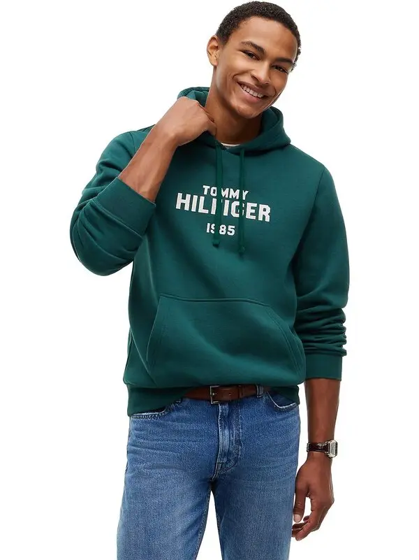 Tommy Hilfiger Classic Logo Fleece Hoodie - Ornamental Green