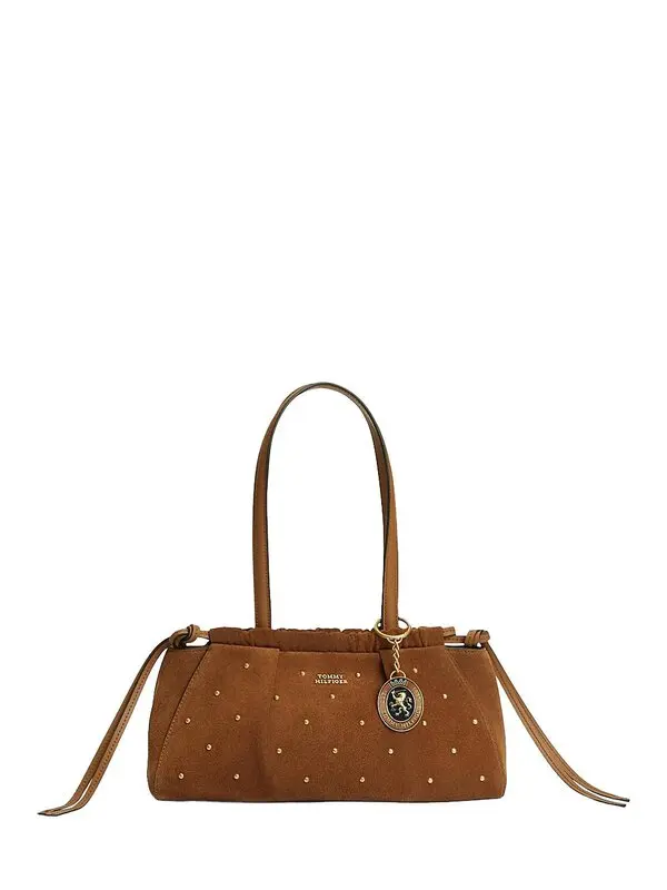 Tommy Hilfiger Studded Suede Shoulder Bag - Cognac