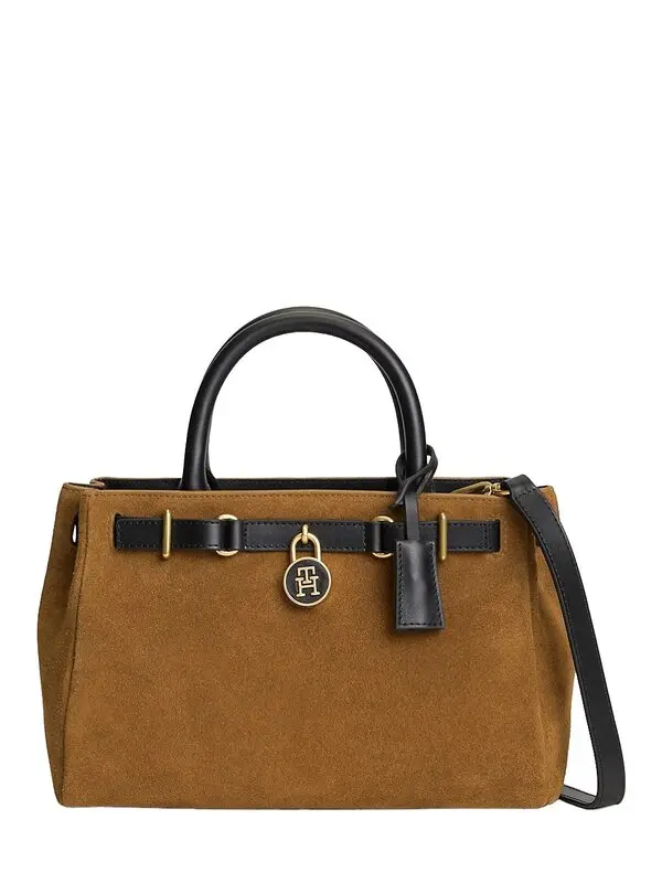 Tommy Hilfiger Suede & Leather Mini Tote Bag - Cognac