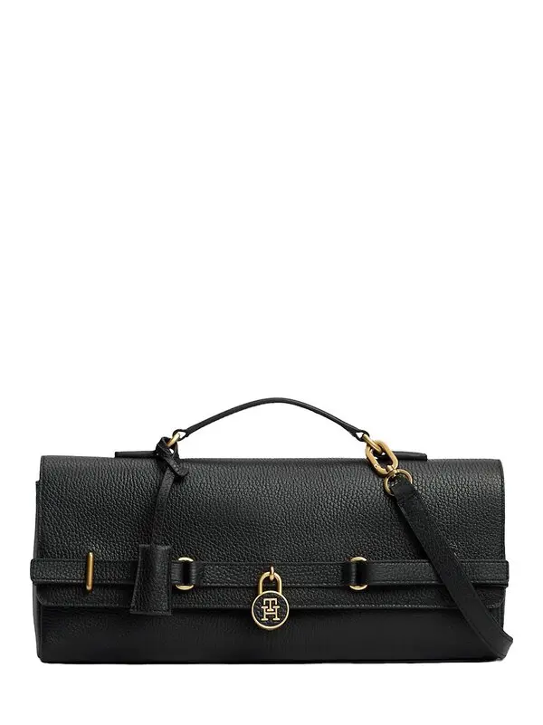 Tommy Hilfiger Pebbled Leather East-west Clutch - Black