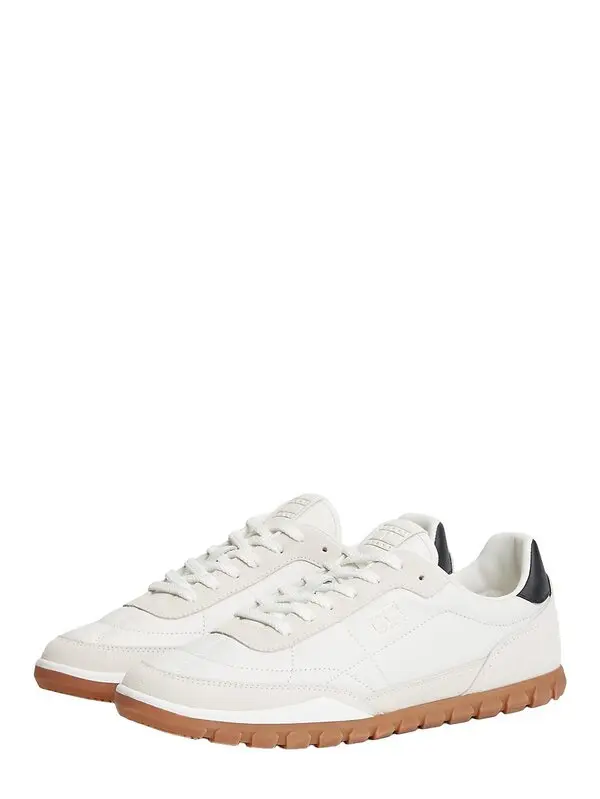 Tommy Hilfiger Mixed-leather Low-top Sneakers - White