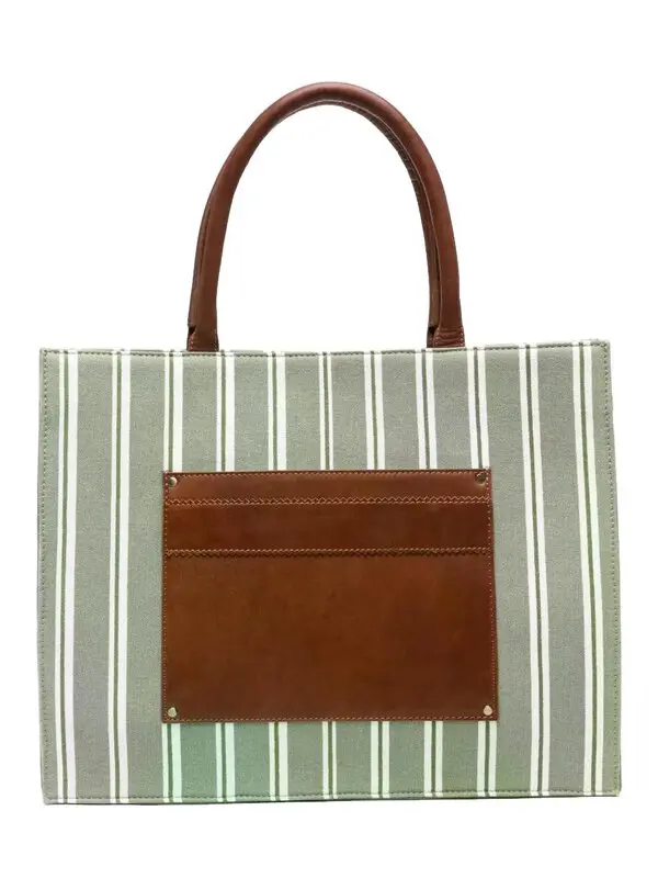 Maison123 Striped Cotton Tote Bag - Green