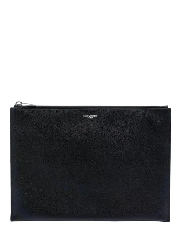Saint Laurent Grain De Poudre Zip Clutch Bag - Black