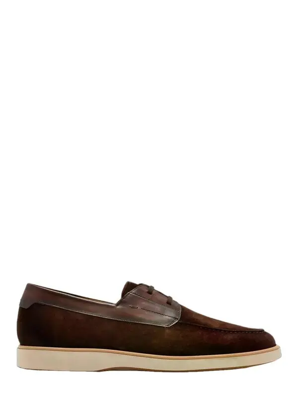 Magnanni Suede Leather-panel Boat Shoes - Brown