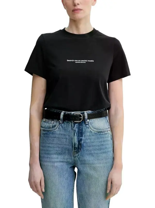 ISABELLE BLANCHE Slogan Print Crew Neck T-shirt - Black