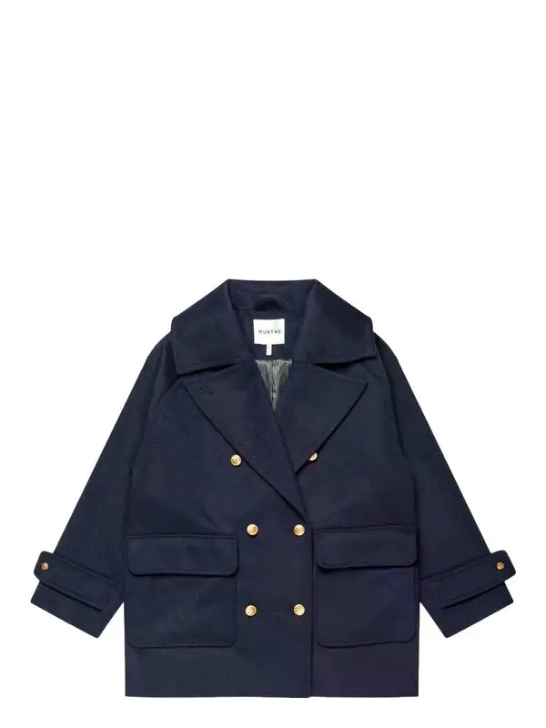 Munthe Double-breasted Button-cuff Coat - Blue