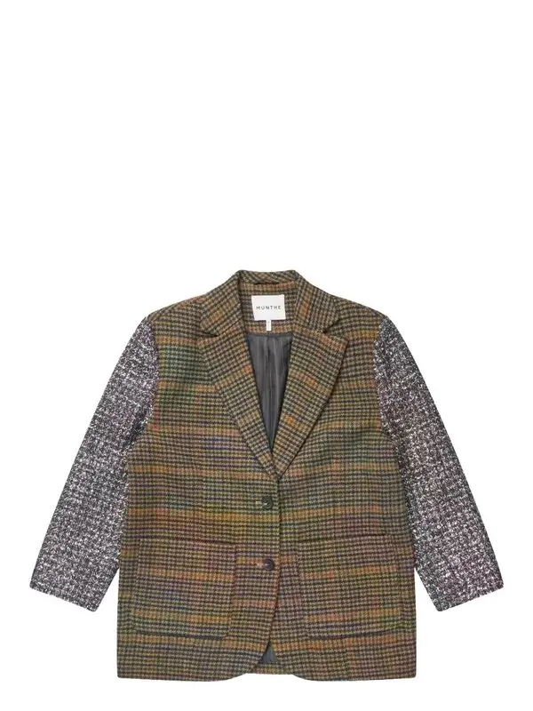 Munthe Checkered Sequin Embellished Jacket - Brown