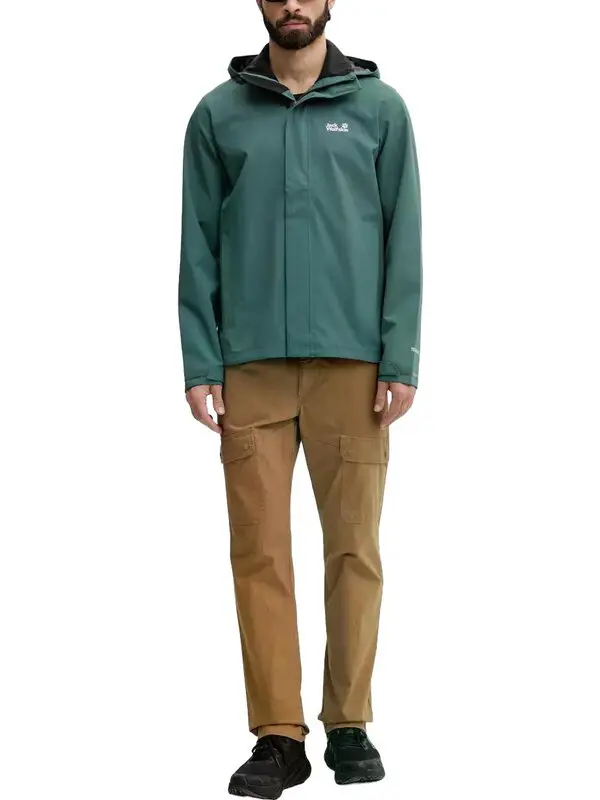 JACK WOLFSKIN Hooded Logo Print Jacket - Green