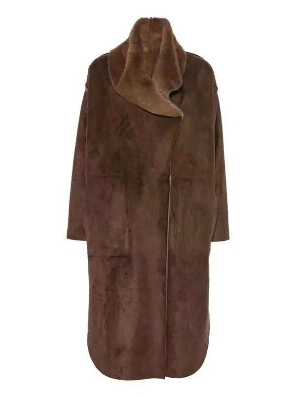 COLLECTION PRIVEE? Faux-shearling Oversized Coat - Brown