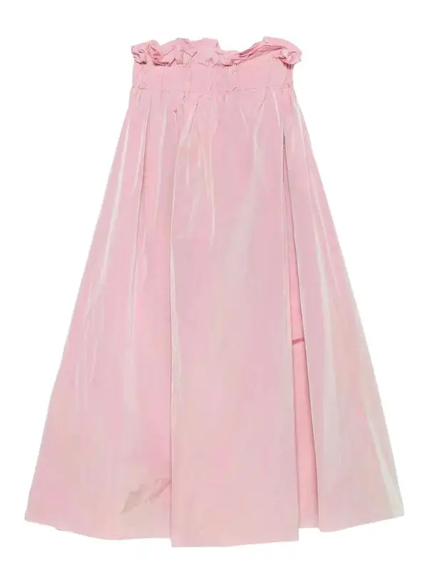 CO.GO High-waisted Pleated Maxi Skirt With Ruffled Waistband - Pink