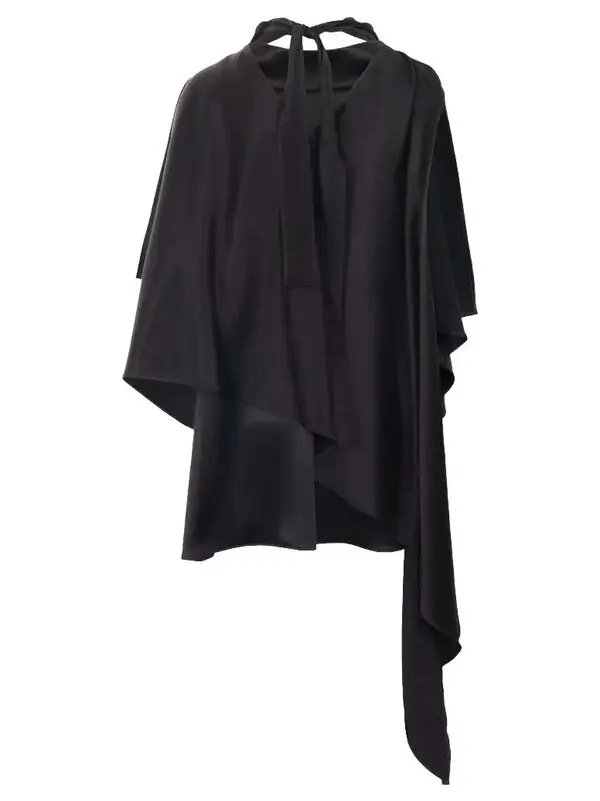 SSHEENA Asymmetric Draped Mini Dress - Black