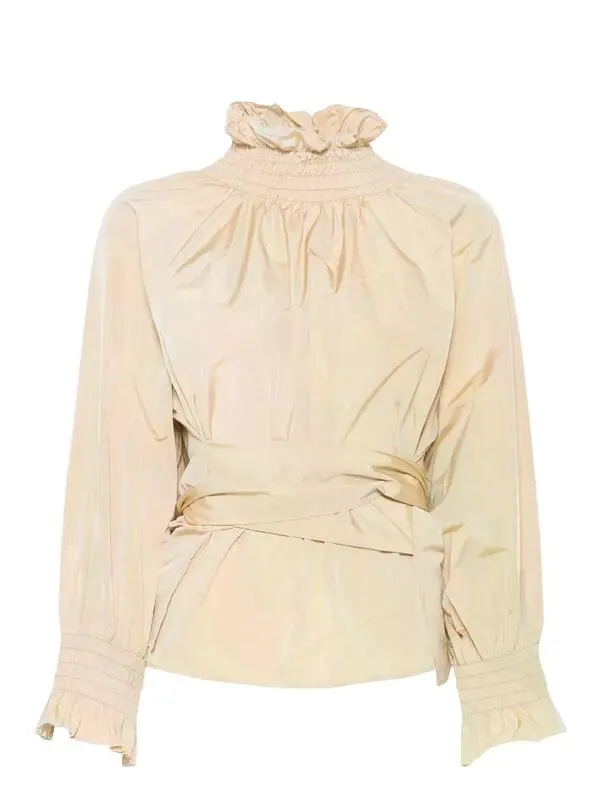 CO.GO Bow Detail Smocked Top - Neutrals