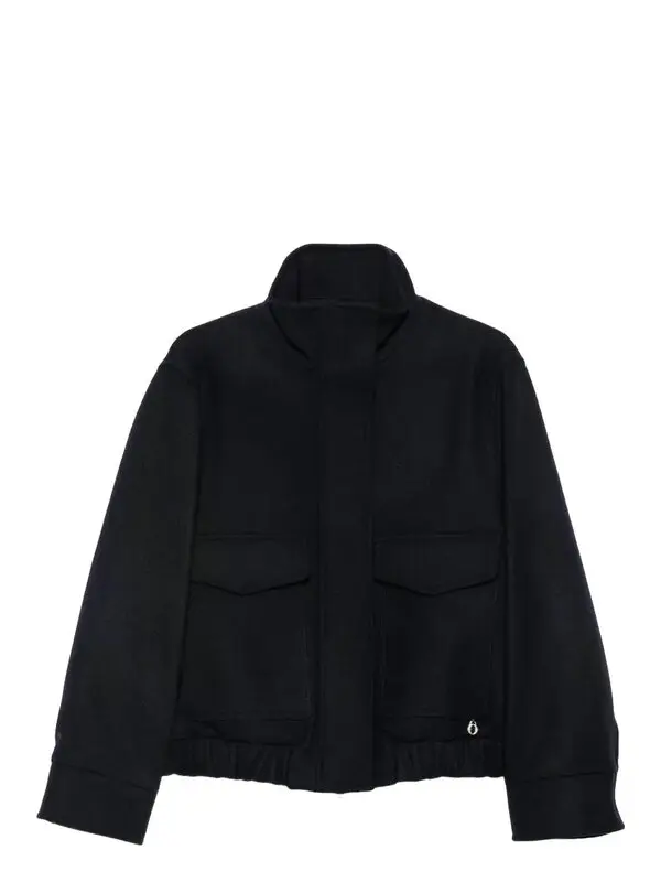 OTTOD'AME High-neck Jacket With Elasticated Hem - Blue