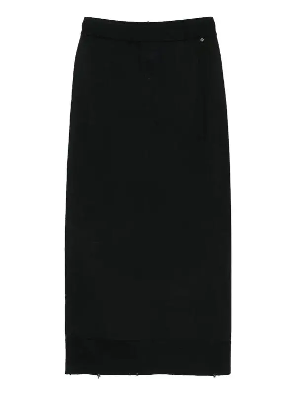 OTTOD'AME Fine-knit Midi Skirt With Slit Detail - Black