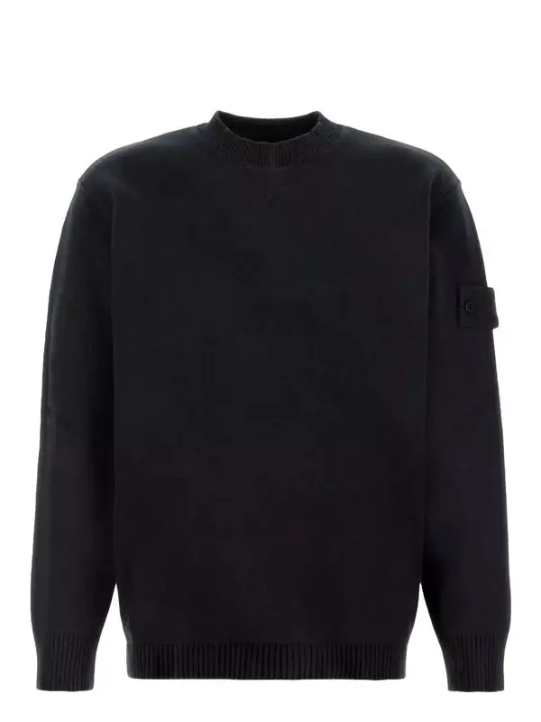Stone Island Logo Patch Crew Neck Sweater - Blue