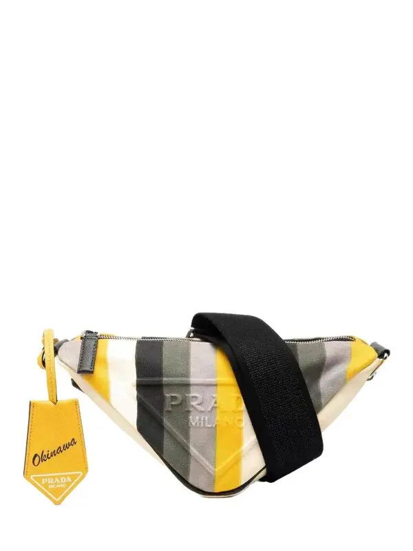 Prada Canvas Canapa Baiadera Triangle Logo Crossbody Bag - Yellow