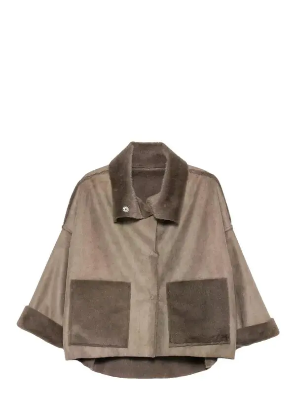 COLLECTION PRIVEE? Shearling-trim Panelled Coat - Brown